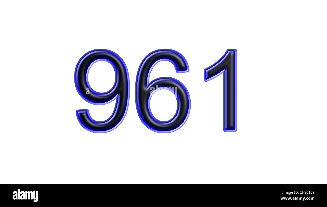 blue 961 number 3d effect white background Stock Photo - Alamy