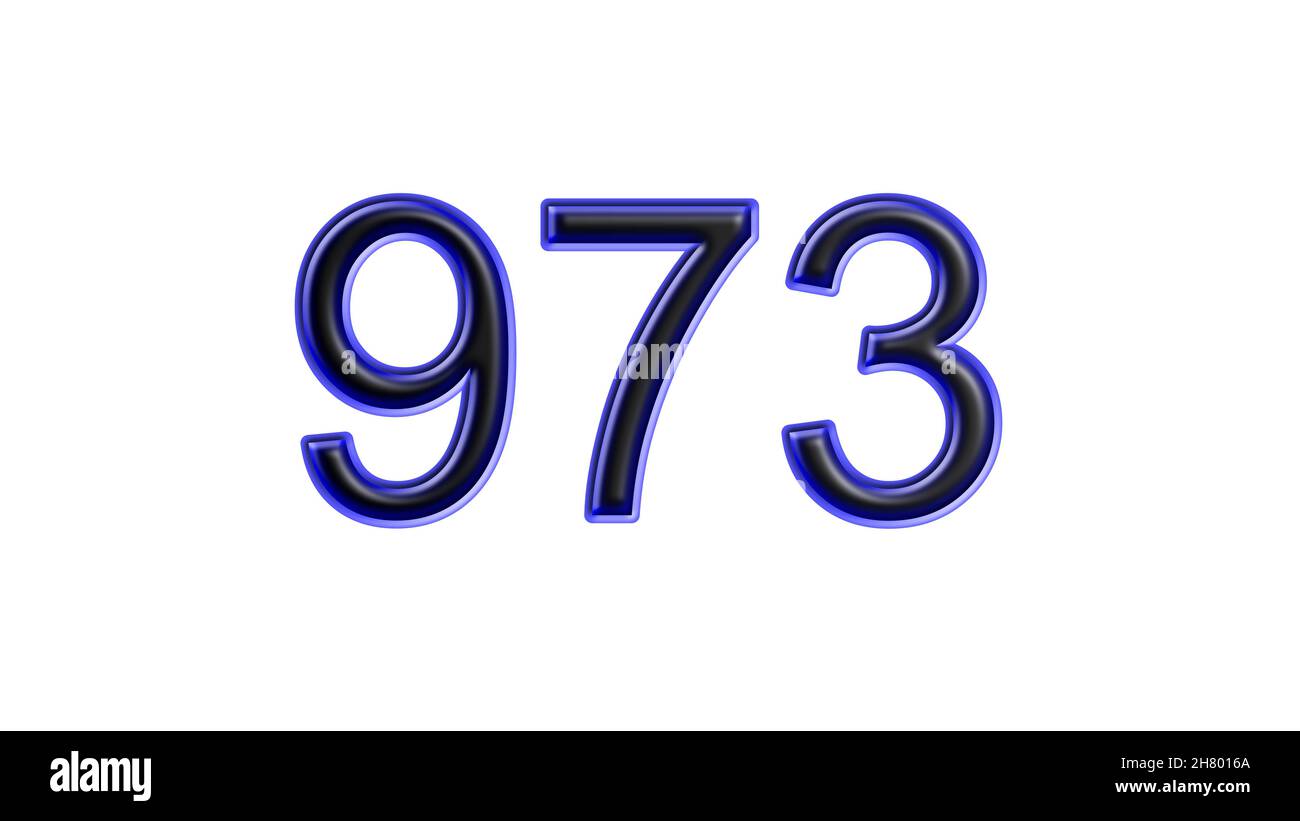 blue 973 number 3d effect white background Stock Photo - Alamy