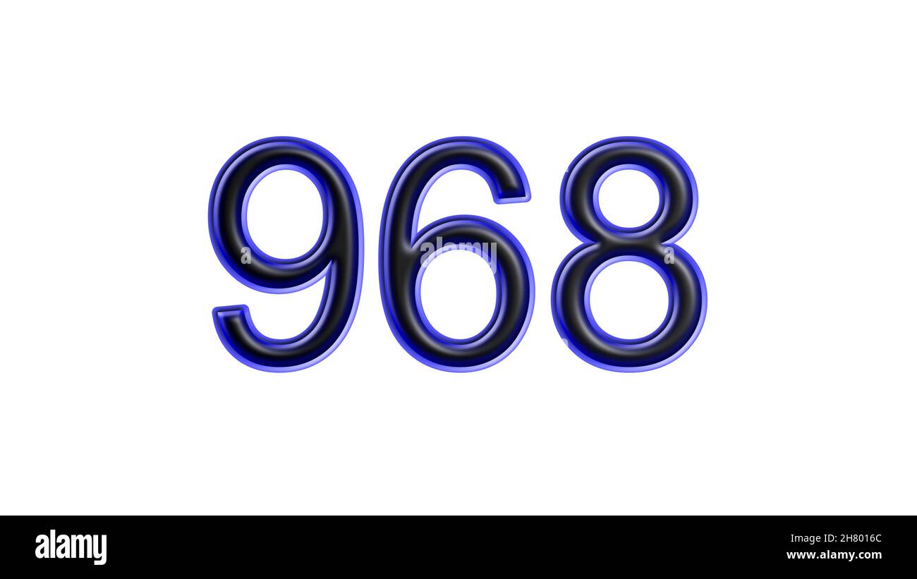 blue 968 number 3d effect white background Stock Photo - Alamy