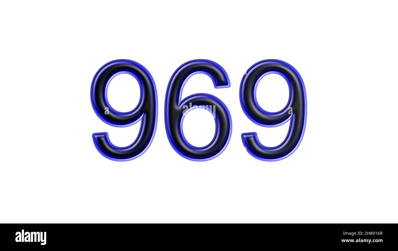 blue 969 number 3d effect white background Stock Photo - Alamy