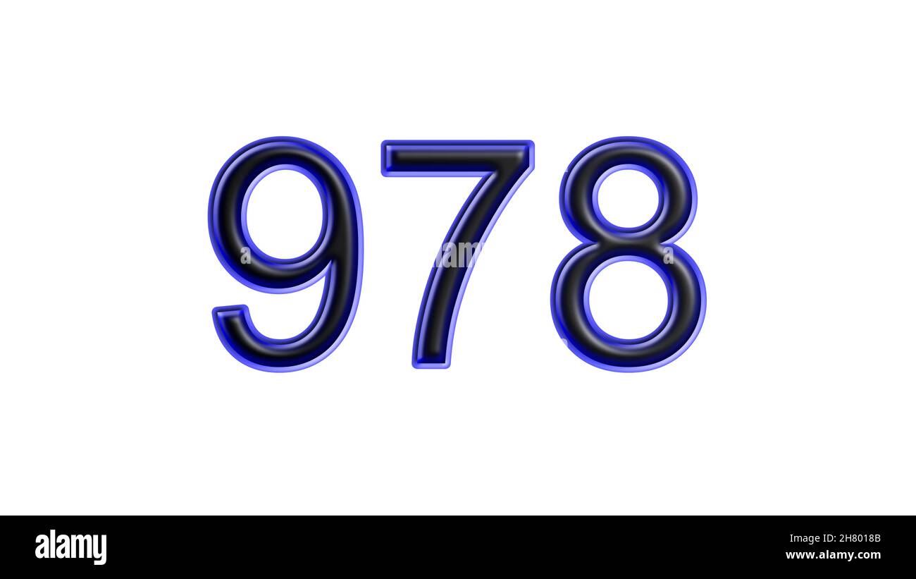 blue 978 number 3d effect white background Stock Photo - Alamy