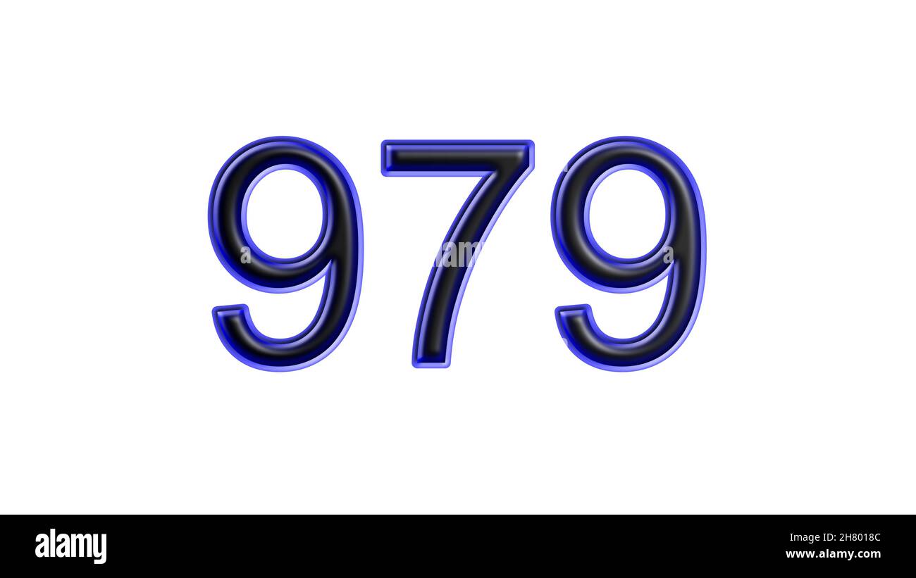 blue 979 number 3d effect white background Stock Photo - Alamy