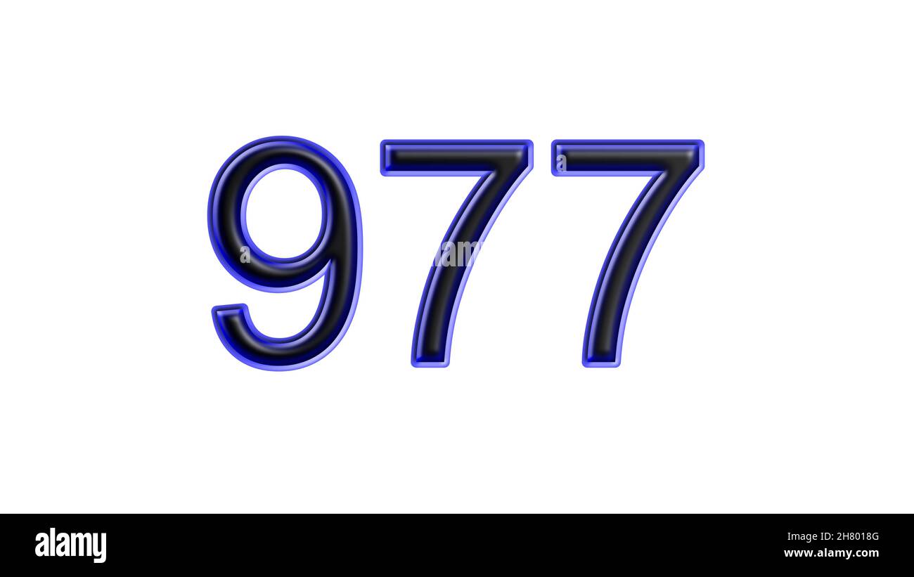 blue 977 number 3d effect white background Stock Photo - Alamy