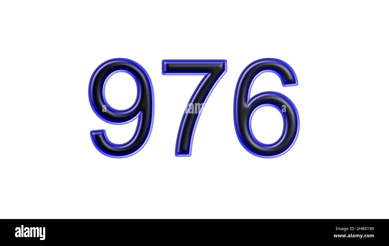 blue 976 number 3d effect white background Stock Photo - Alamy