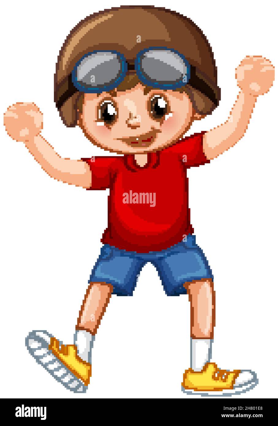 Happy boy wearing aviator hat cartoon character illustration Stock ...