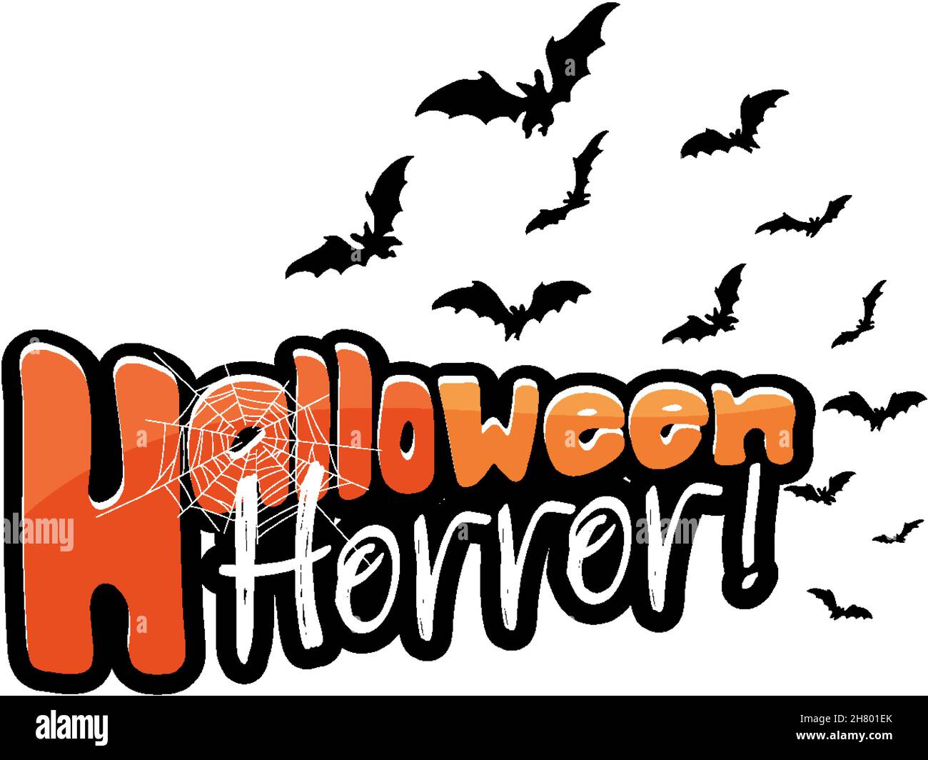 Halloween Horror word logo with bats illustration Stock Vector Image ...