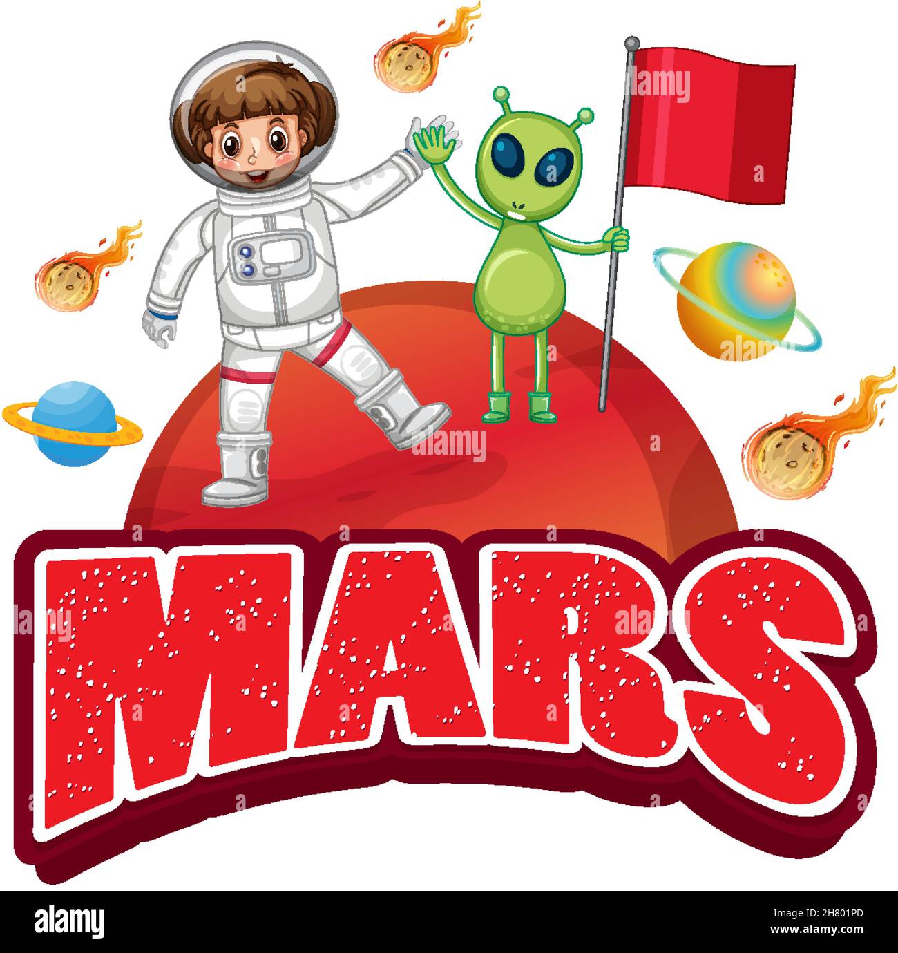 Mars word logo design with Mars planet illustration Stock Vector Image ...