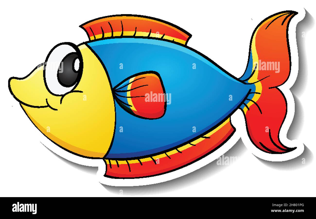 Cute fish sea animal cartoon sticker illustration Stock Vector Image ...