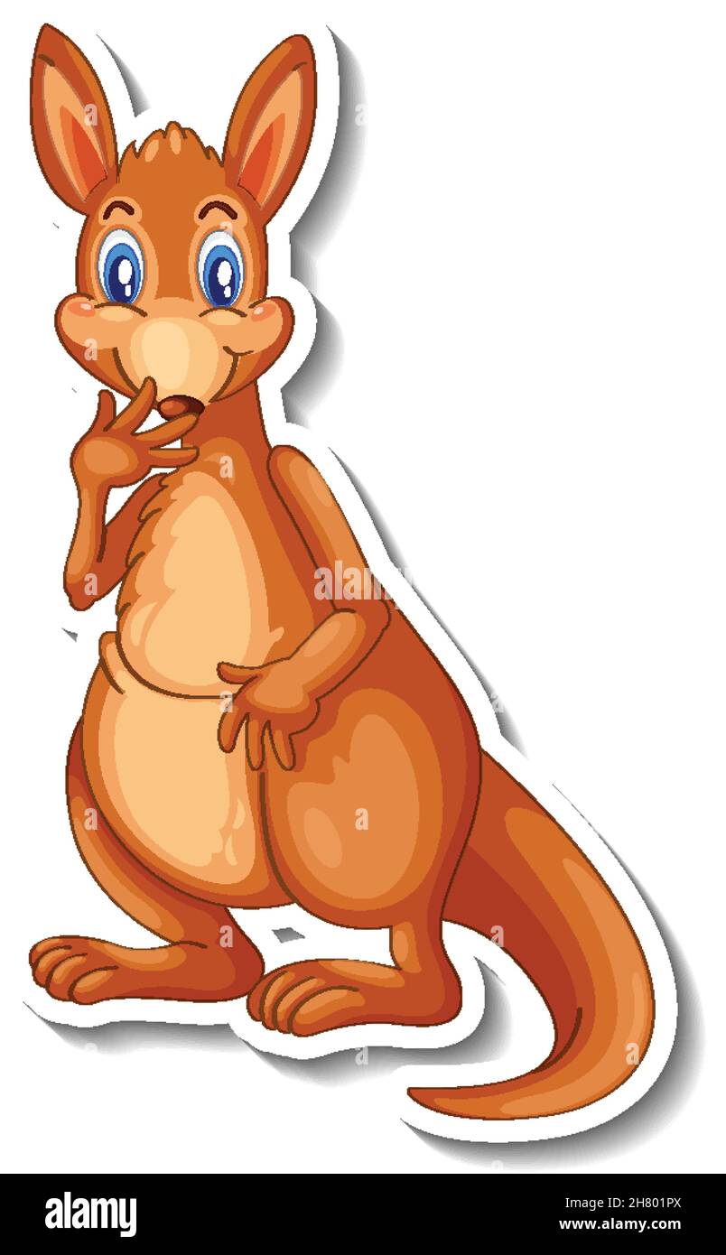 Kangaroo animal cartoon sticker illustration Stock Vector Image & Art ...
