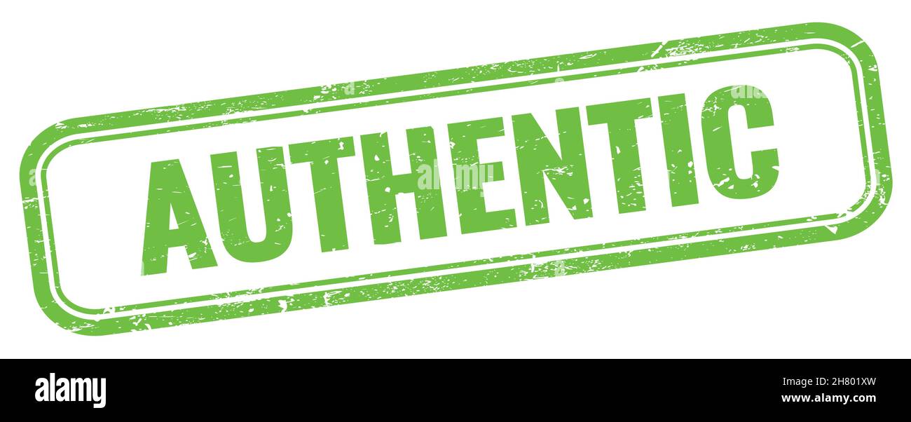AUTHENTIC text on green grungy vintage rectangle stamp Stock Photo - Alamy