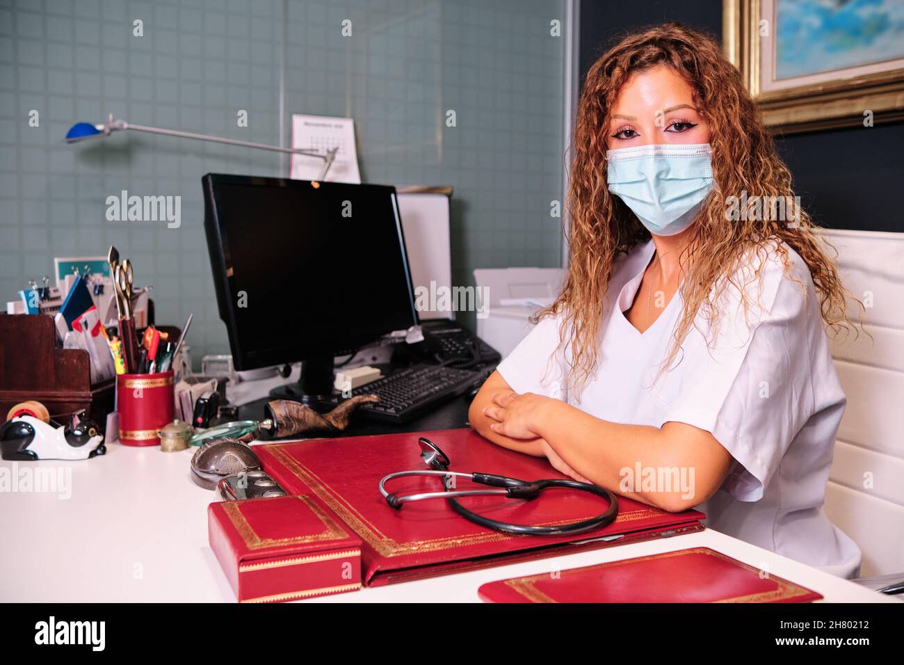 female doctor with protective mask - new normal Stock Photo - Alamy