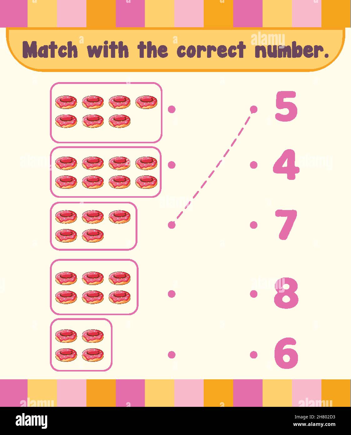 Count and match numbers math worksheet template illustration Stock ...