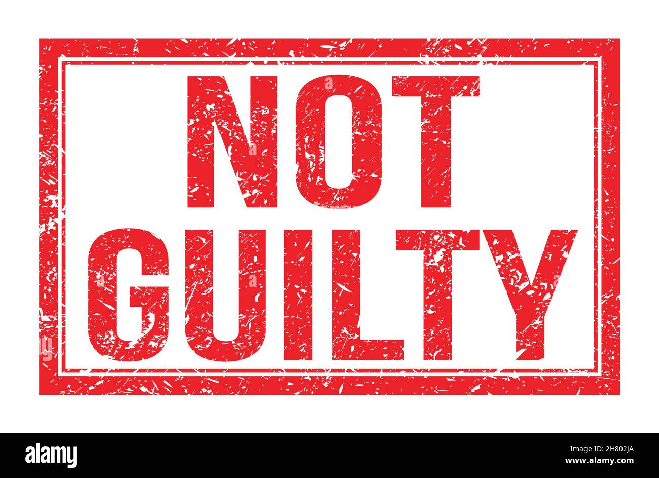 NOT GUILTY, words written on red rectangle stamp sign Stock Photo - Alamy