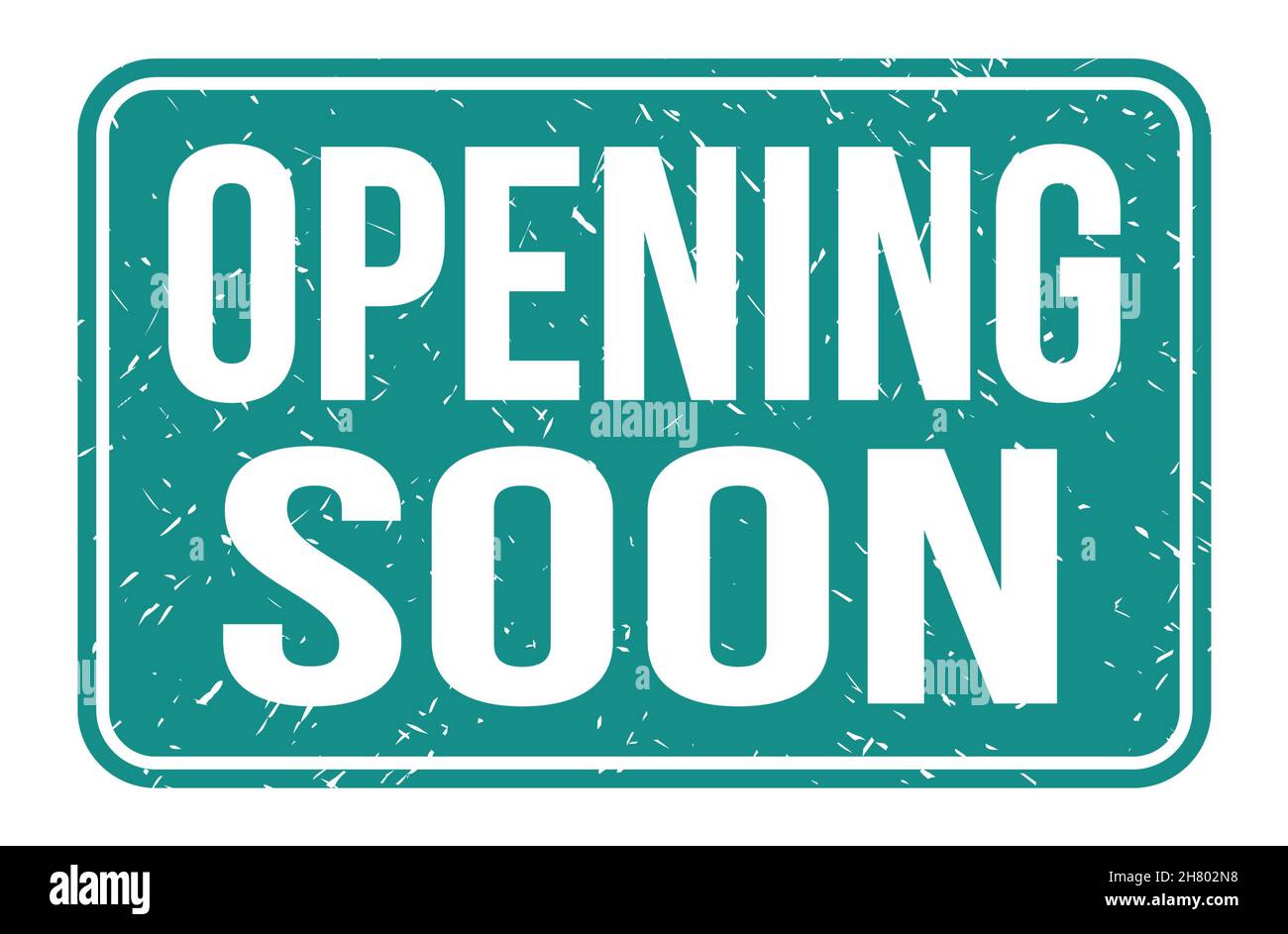 OPENING SOON, words written on blue rectangle stamp sign Stock Photo ...