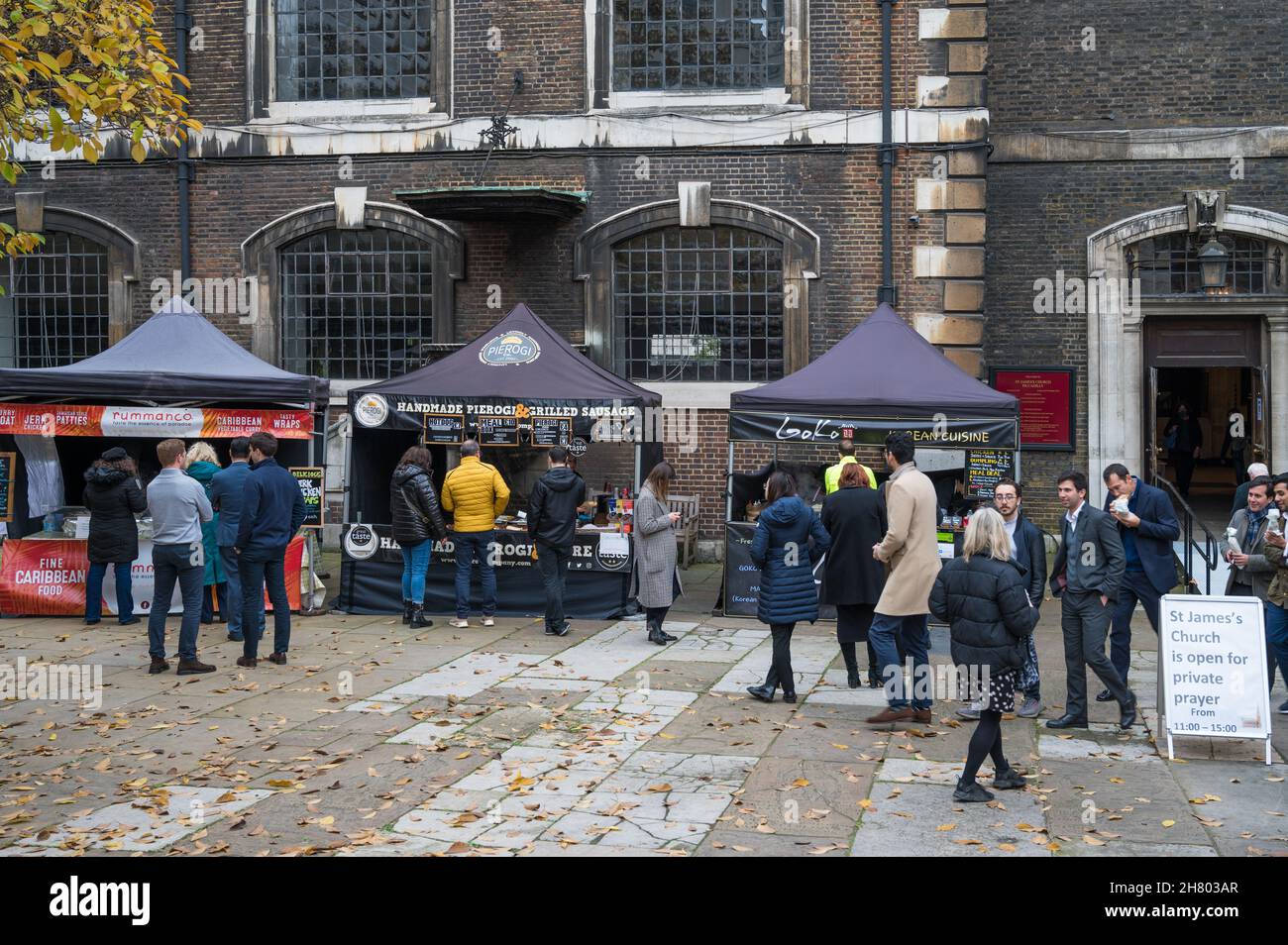 People shop for food at Piccadilly Market in the courtyard on the north ...