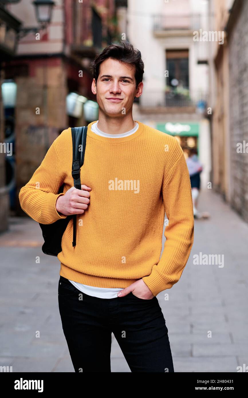 Backpack standing hi-res stock photography and images - Alamy