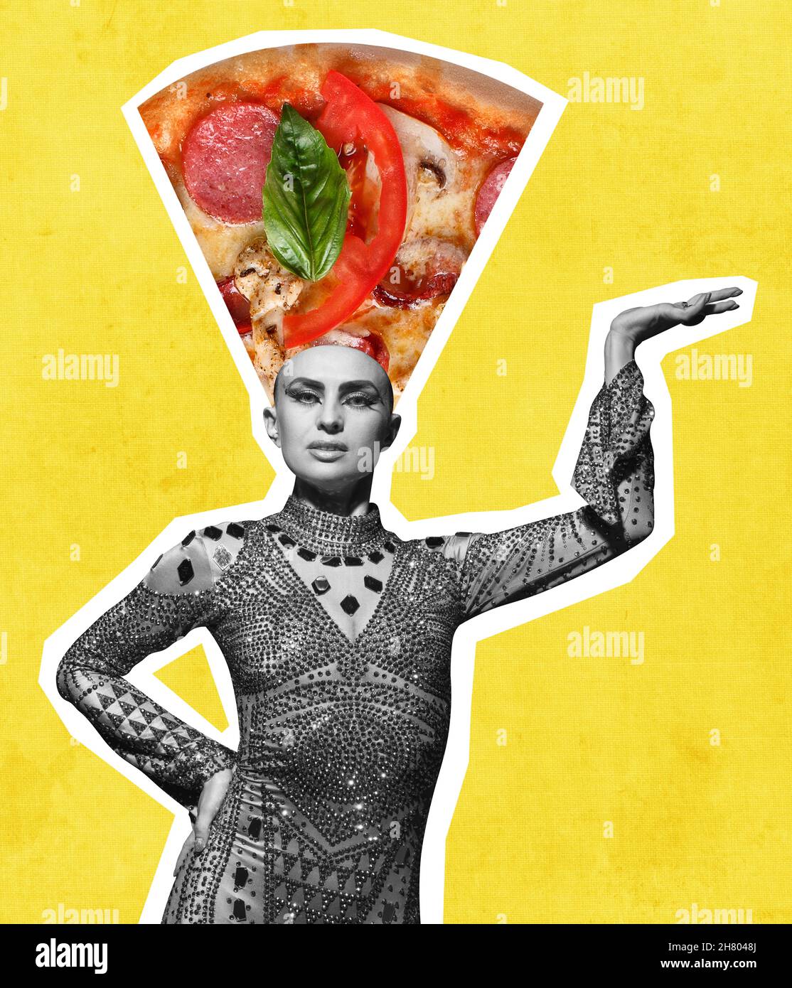 Contemporary art collage of beautiful stunning woman in image of ...