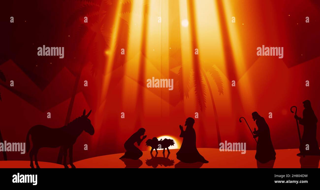 Image of christmas nativity scene at night Stock Photo - Alamy