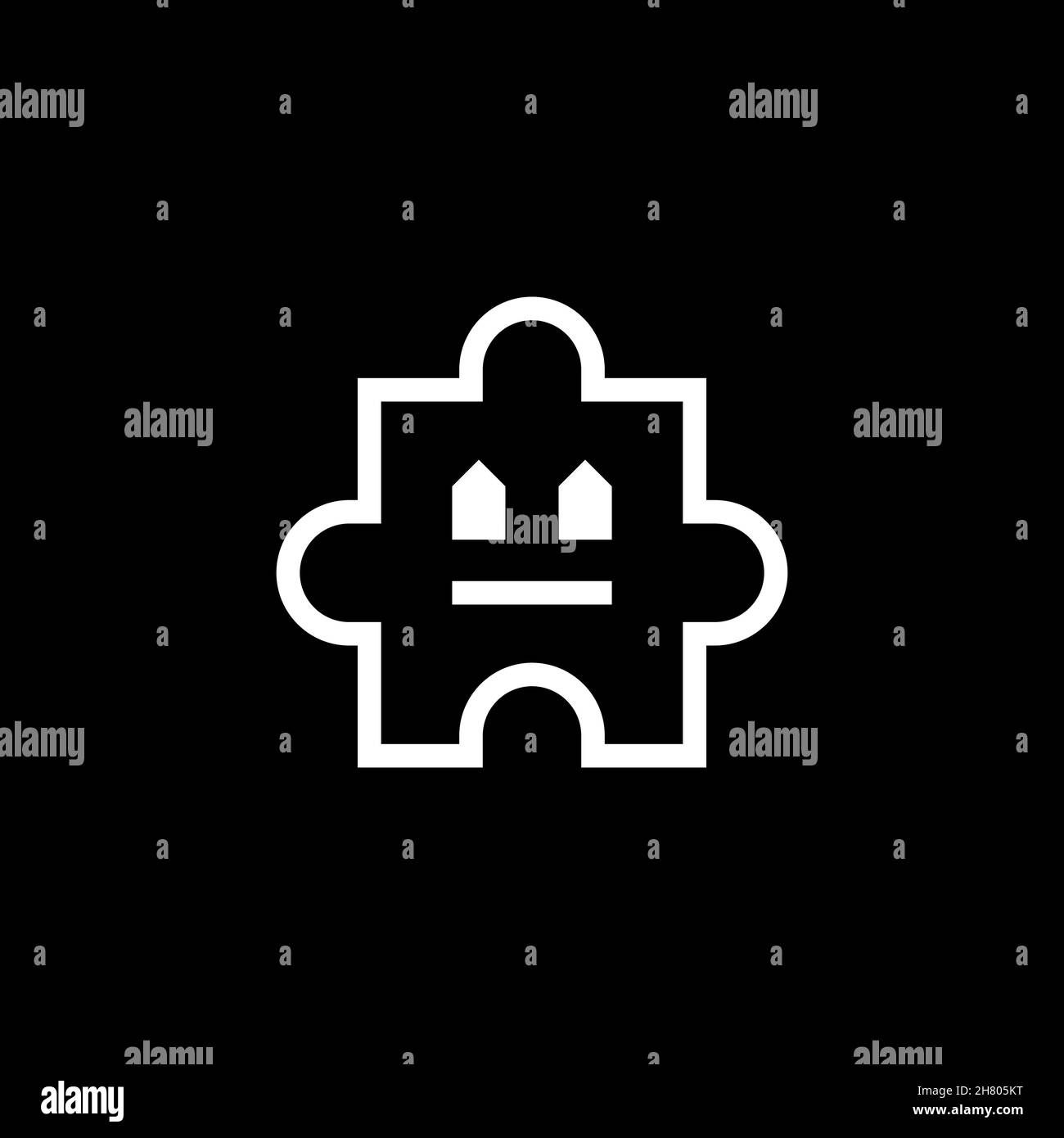 Puzzle face flat icon. Simple style cartoon symbol. Logo design element ...