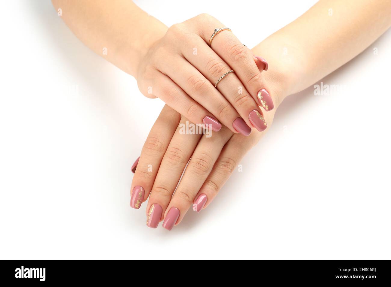 Beautiful female hands isolated on white background Stock Photo - Alamy