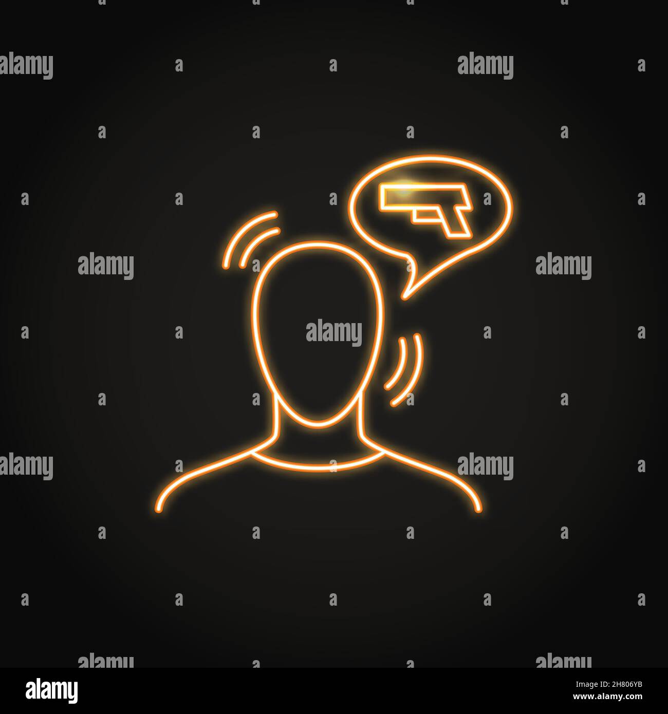 Neon post-traumatic stress disorder icon in line style. PTSD mental ...