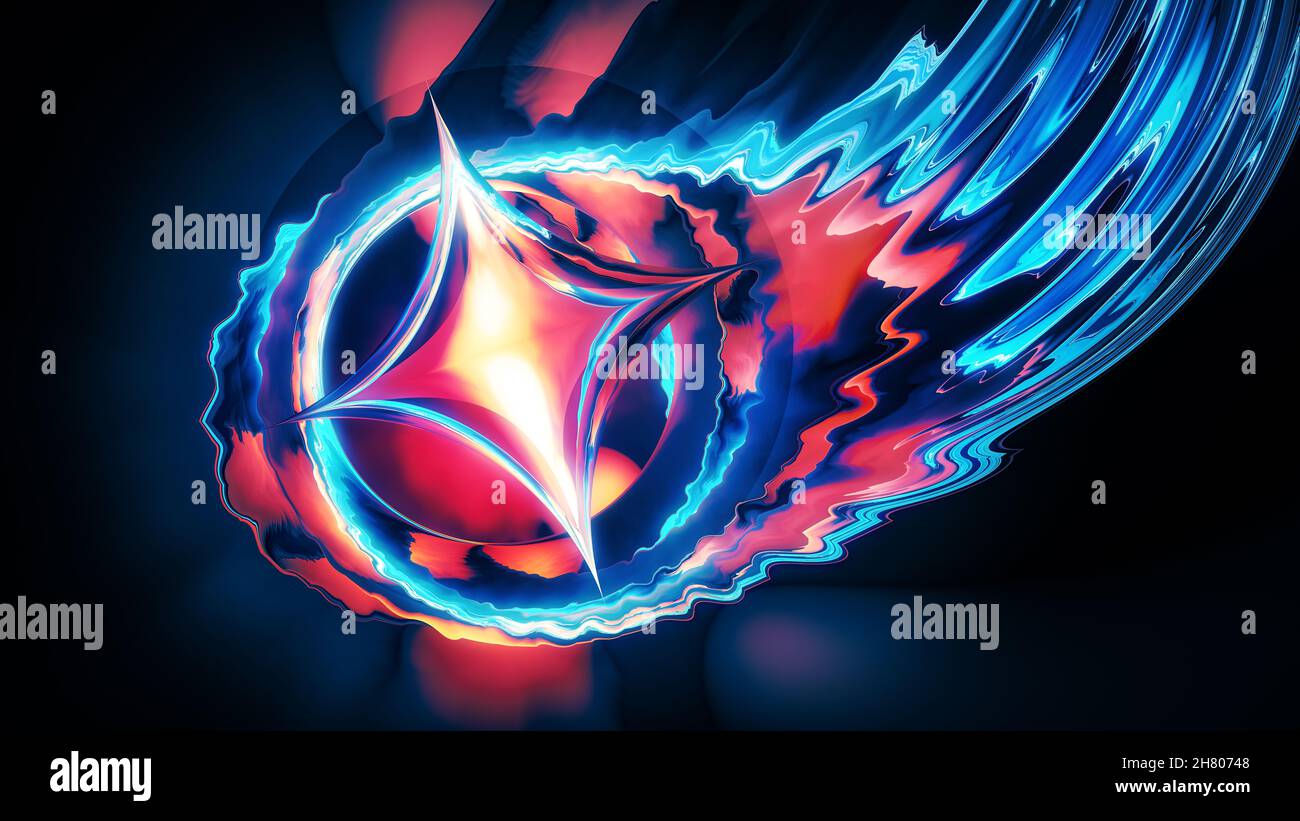 Colorful futuristic glowing flying comet design, computer generated ...