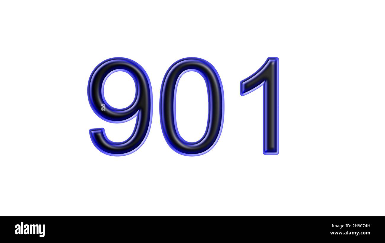 blue 901 number 3d effect white background Stock Photo - Alamy