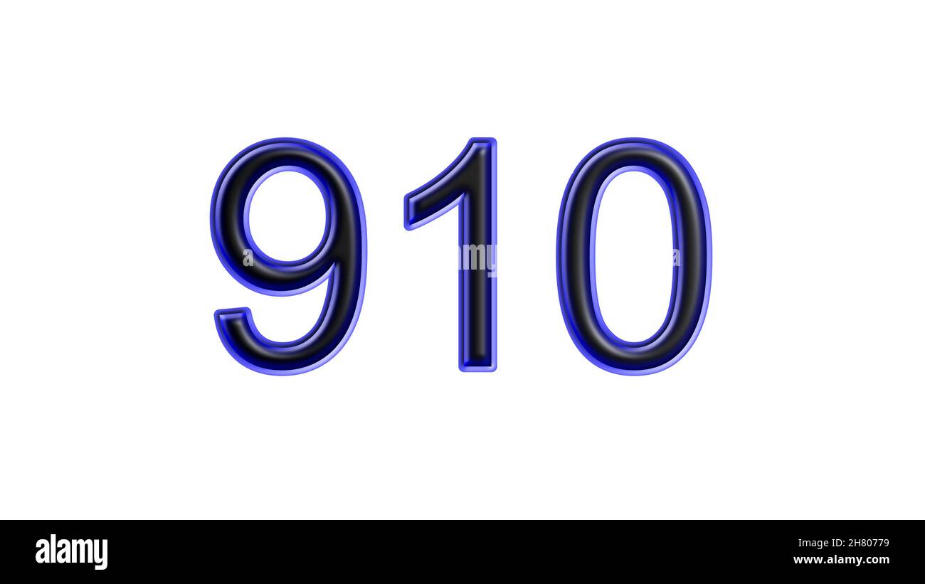 blue 910 number 3d effect white background Stock Photo - Alamy