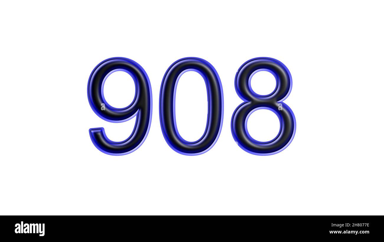 blue 908 number 3d effect white background Stock Photo - Alamy