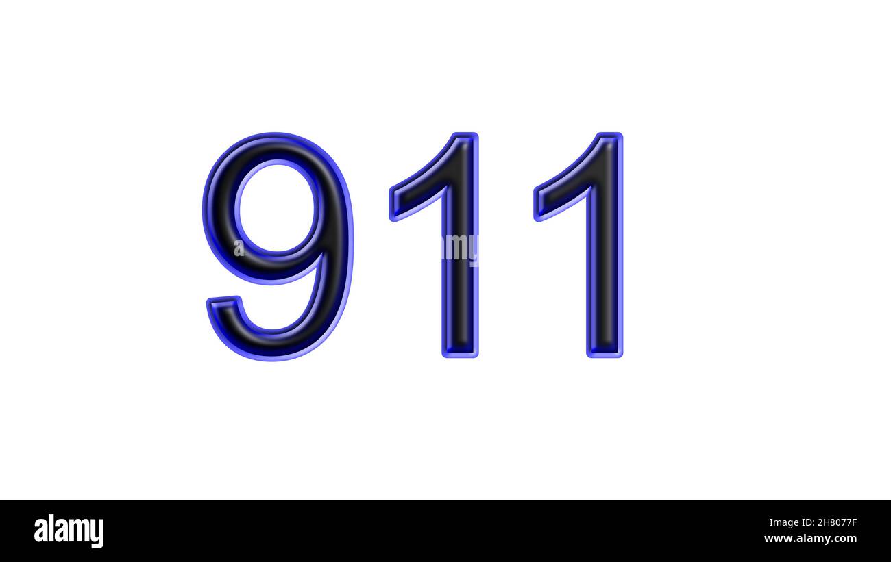 blue 911 number 3d effect white background Stock Photo - Alamy