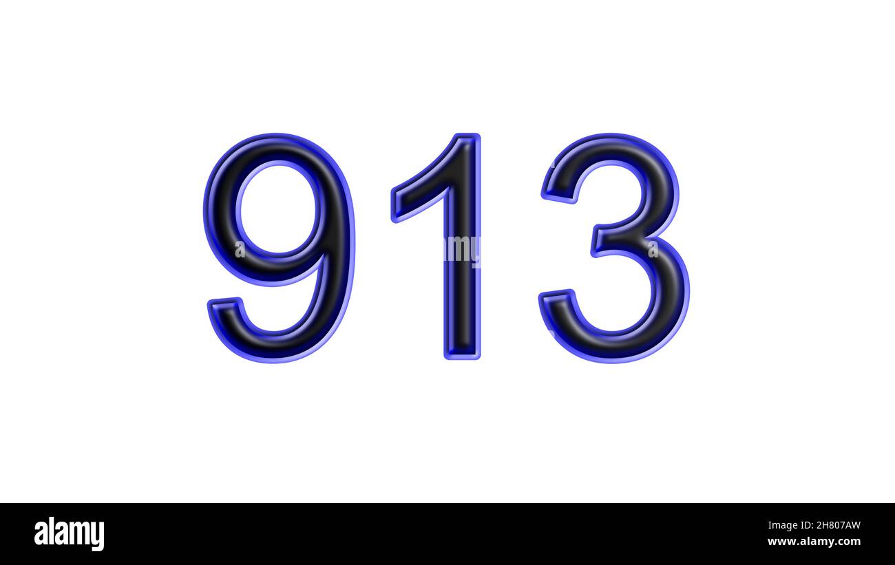 blue 913 number 3d effect white background Stock Photo - Alamy
