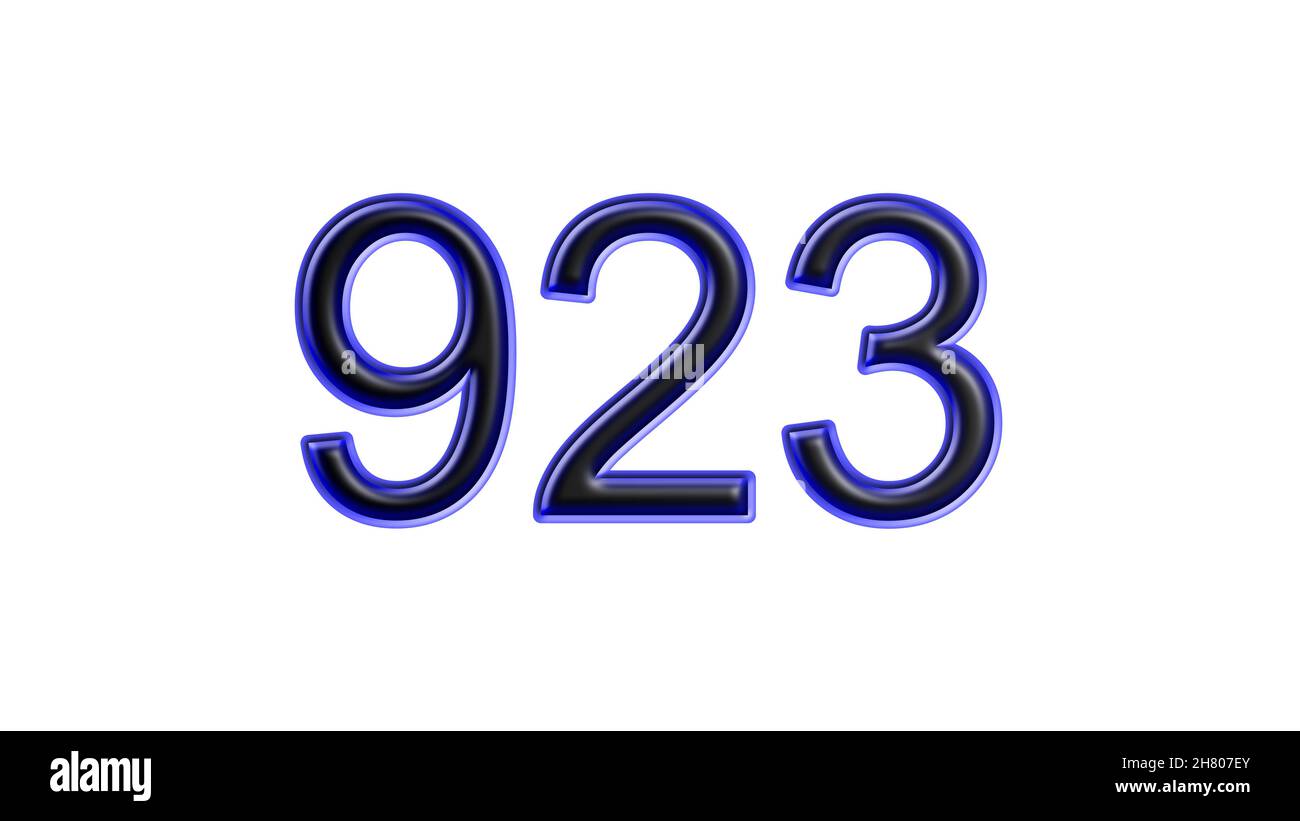 blue 923 number 3d effect white background Stock Photo - Alamy
