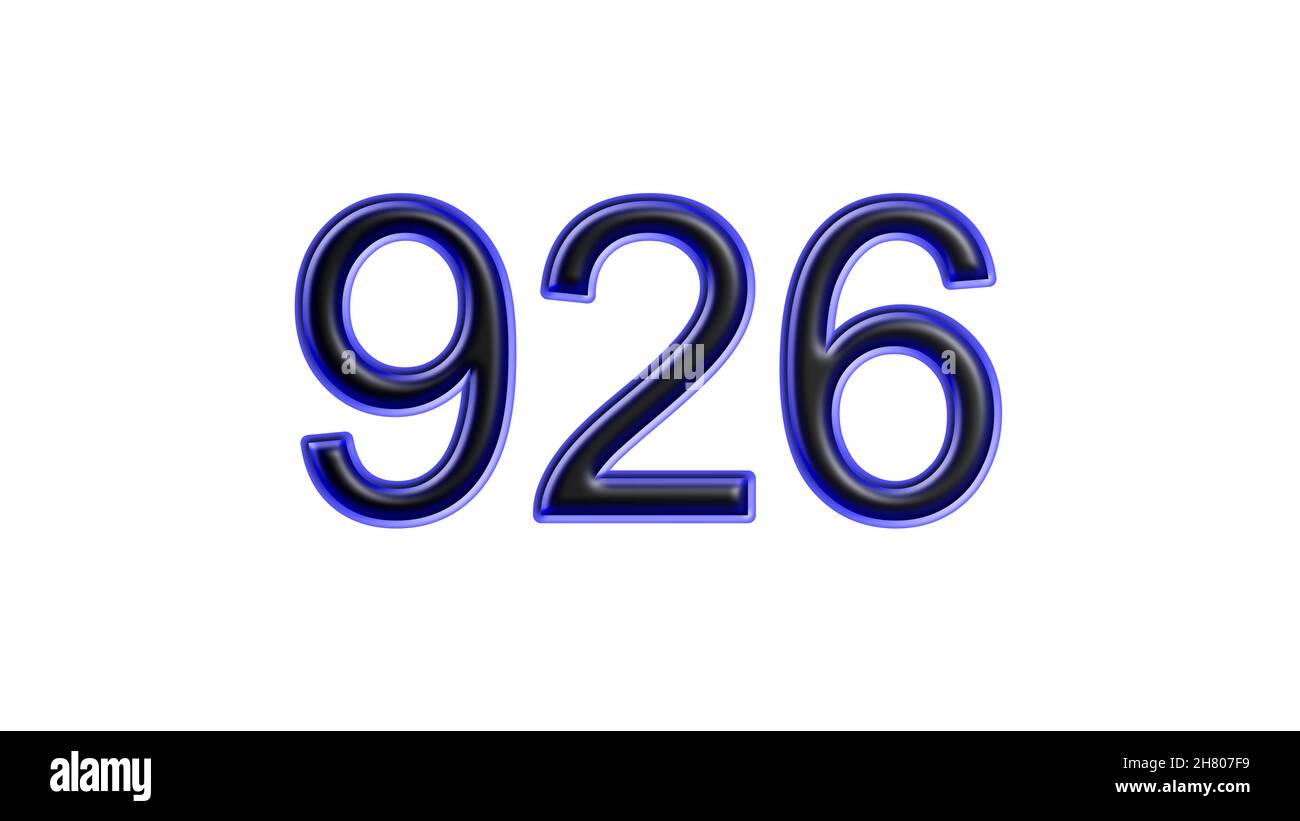 blue 926 number 3d effect white background Stock Photo - Alamy