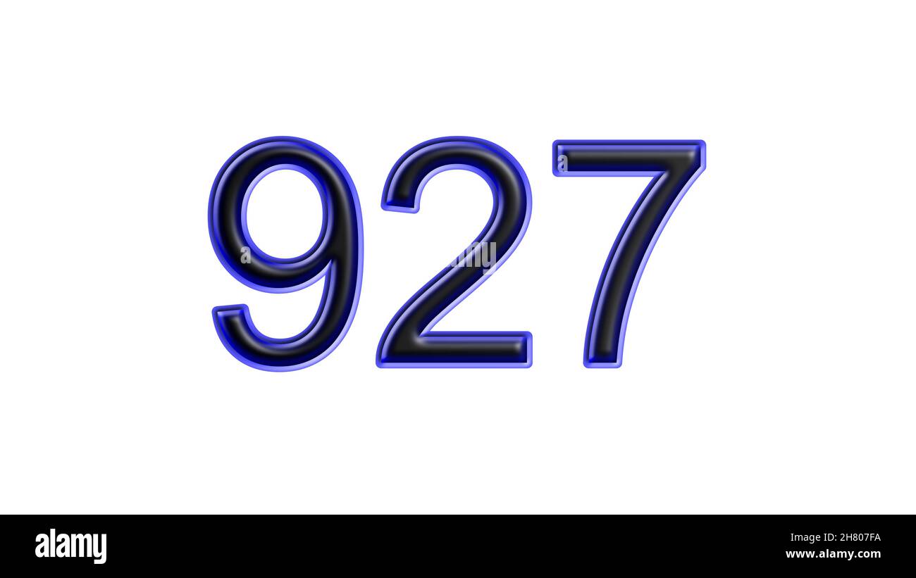 blue 927 number 3d effect white background Stock Photo - Alamy