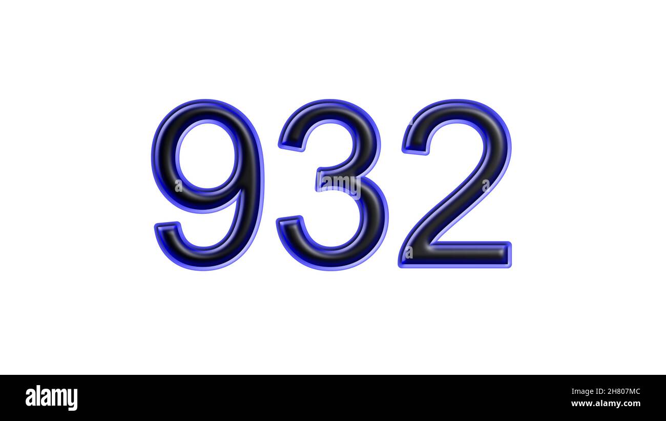 blue 932 number 3d effect white background Stock Photo - Alamy