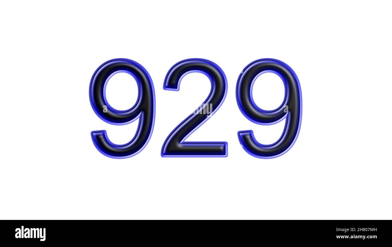 blue 929 number 3d effect white background Stock Photo - Alamy