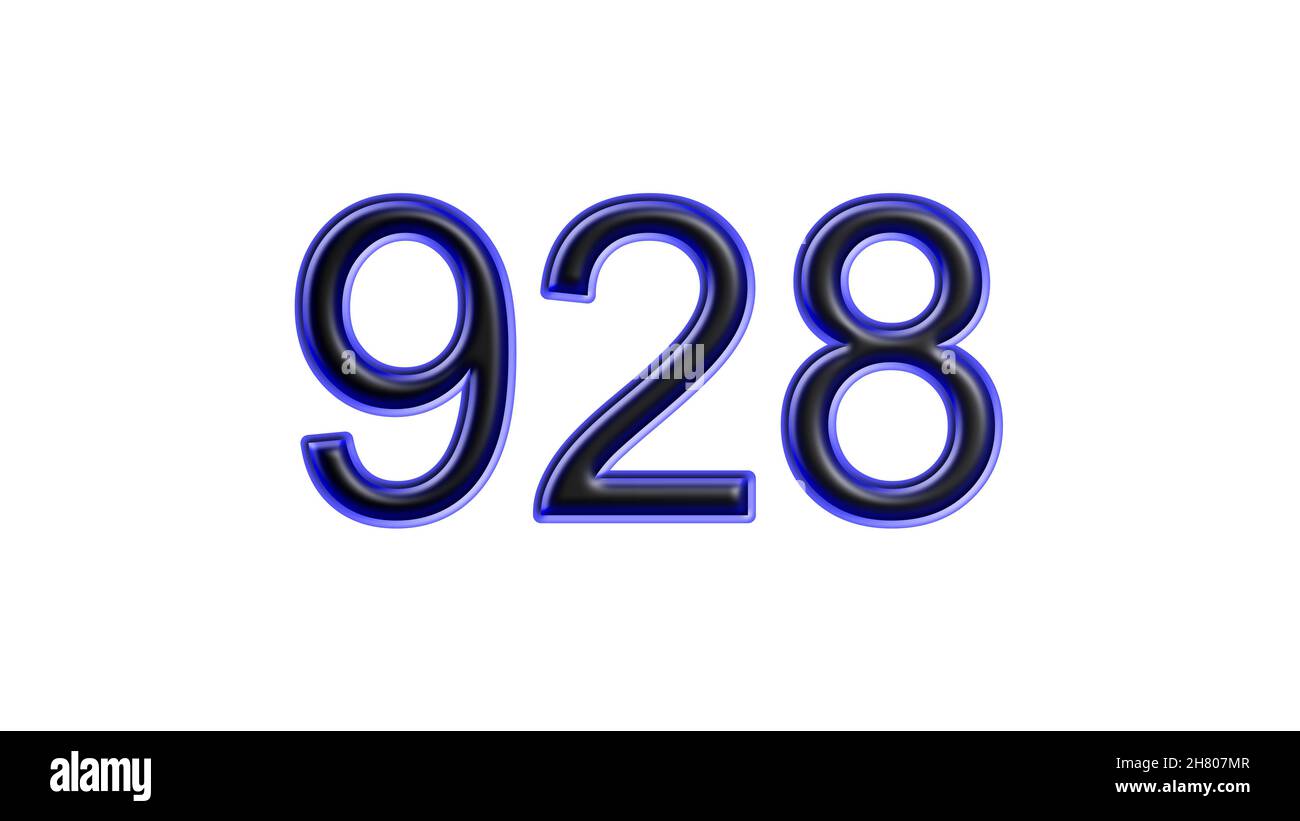 blue 928 number 3d effect white background Stock Photo - Alamy