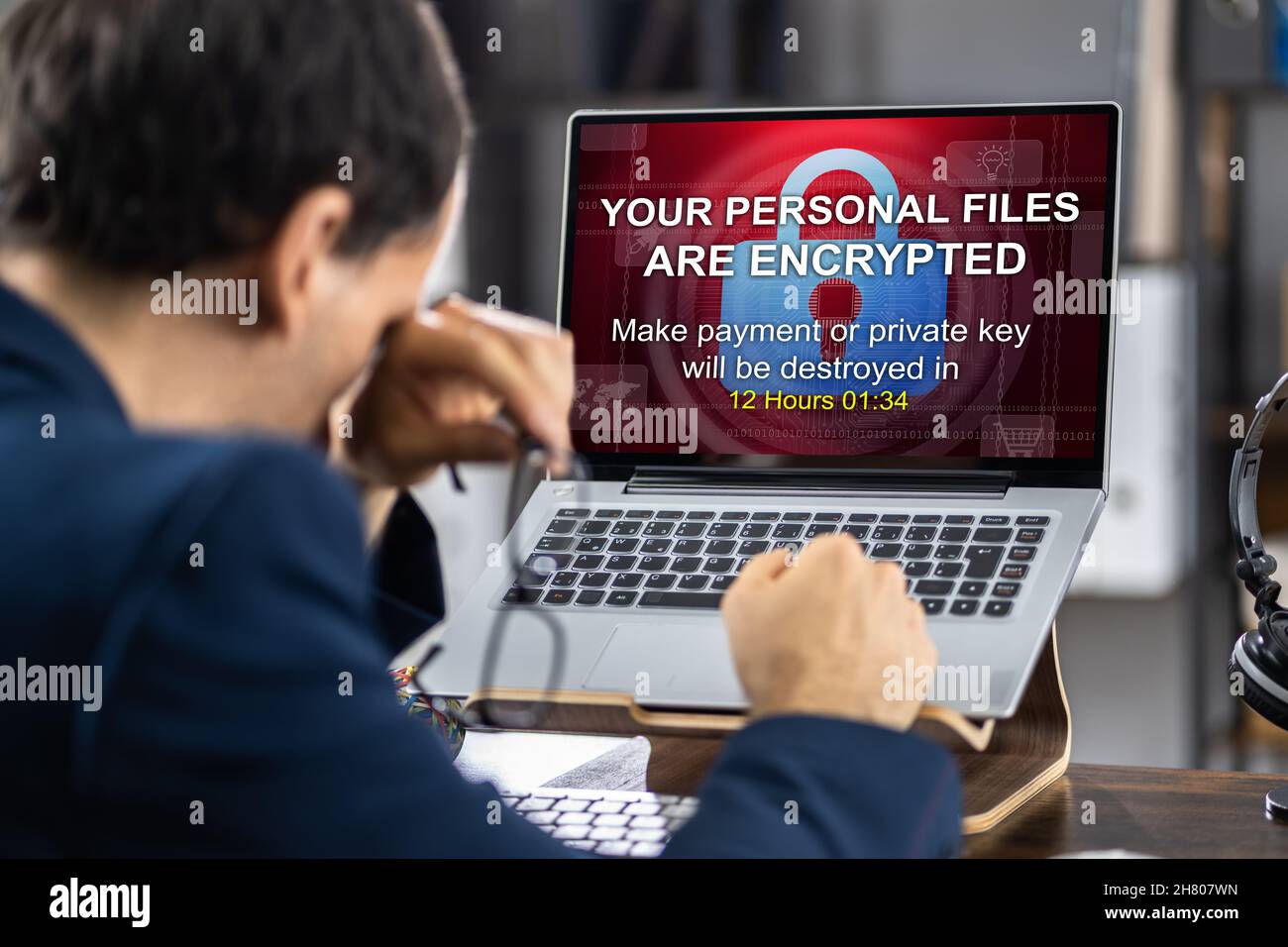 Ransomware Malware Cyber Attack On Business Computer Stock Photo - Alamy