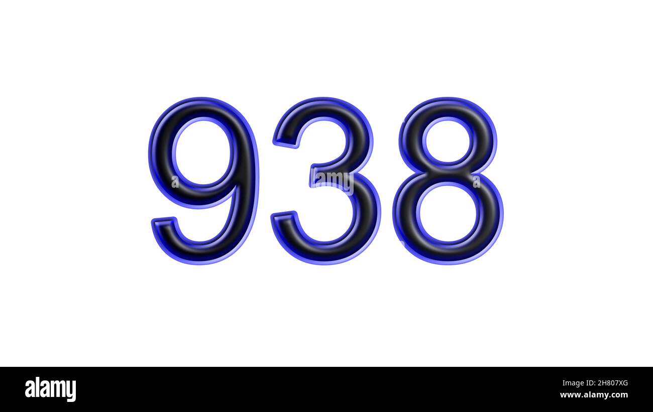 blue 938 number 3d effect white background Stock Photo - Alamy