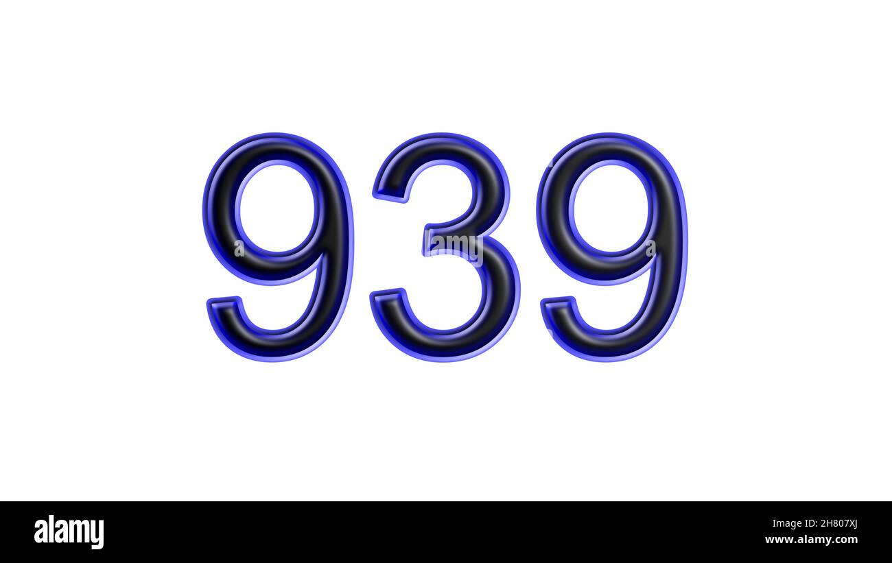 blue 939 number 3d effect white background Stock Photo - Alamy