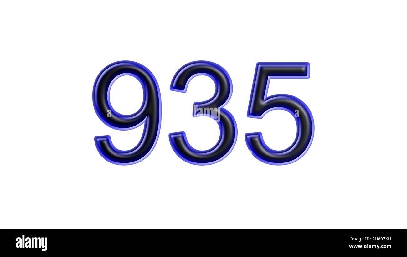 blue 935 number 3d effect white background Stock Photo - Alamy