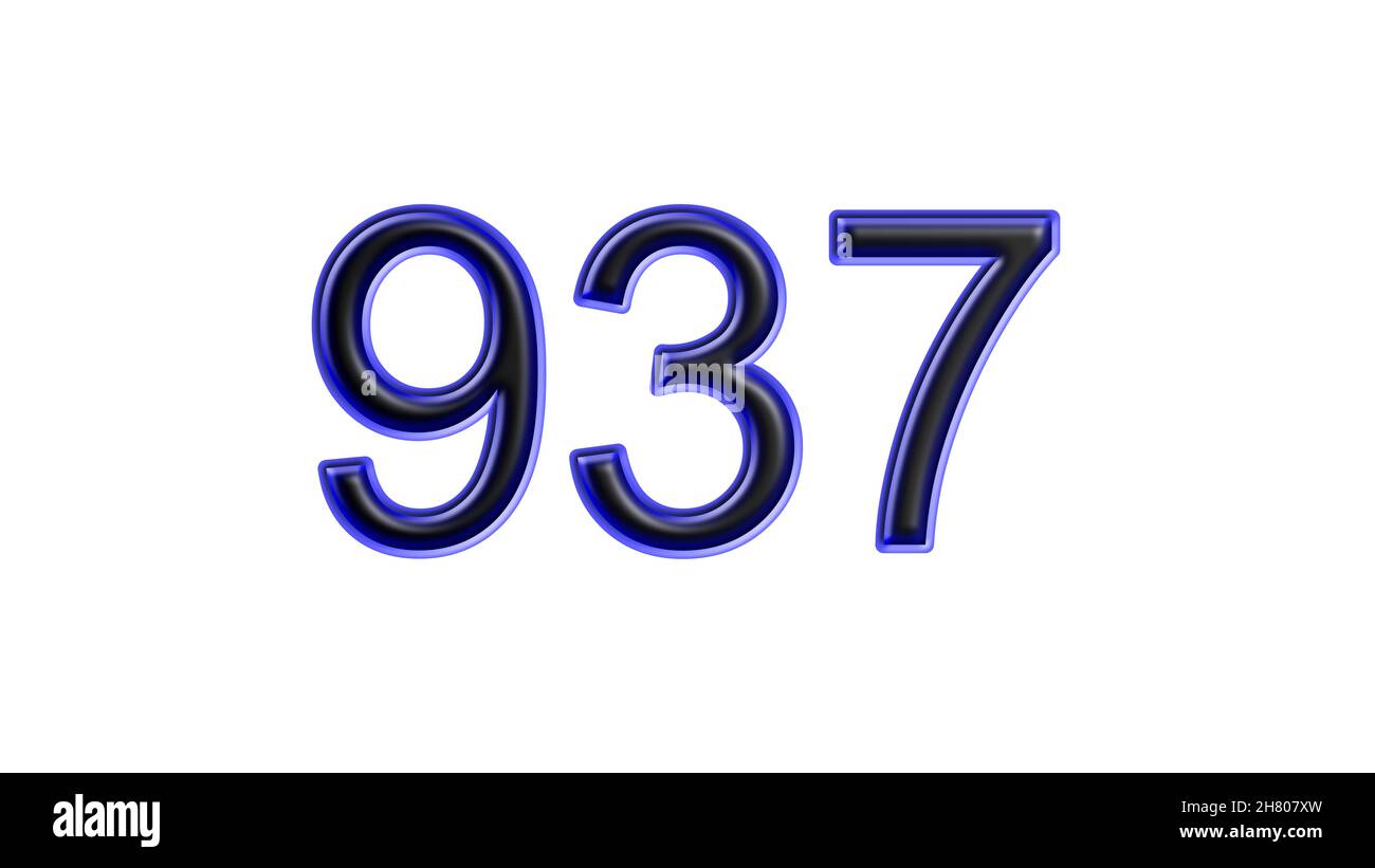 blue 937 number 3d effect white background Stock Photo - Alamy