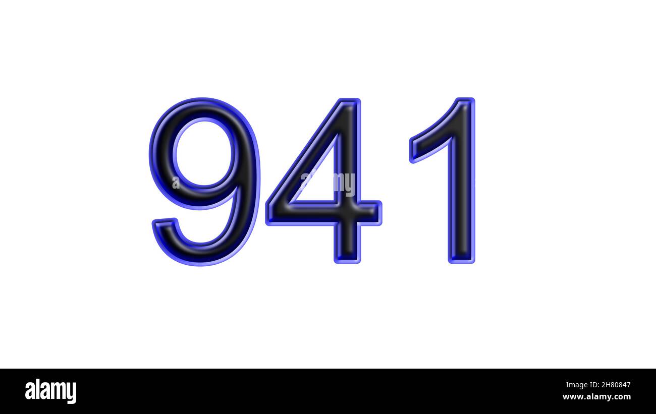 blue 941 number 3d effect white background Stock Photo - Alamy