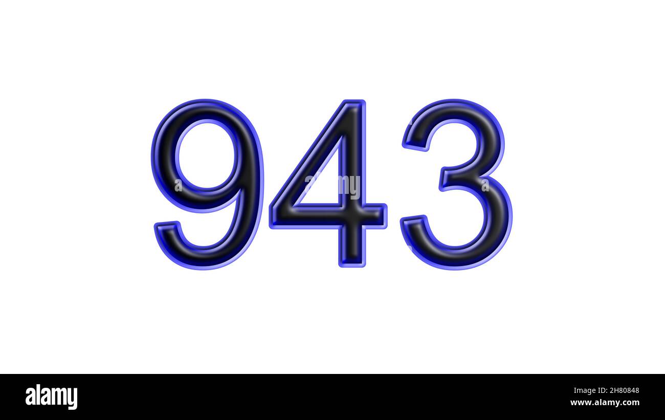 blue 943 number 3d effect white background Stock Photo - Alamy