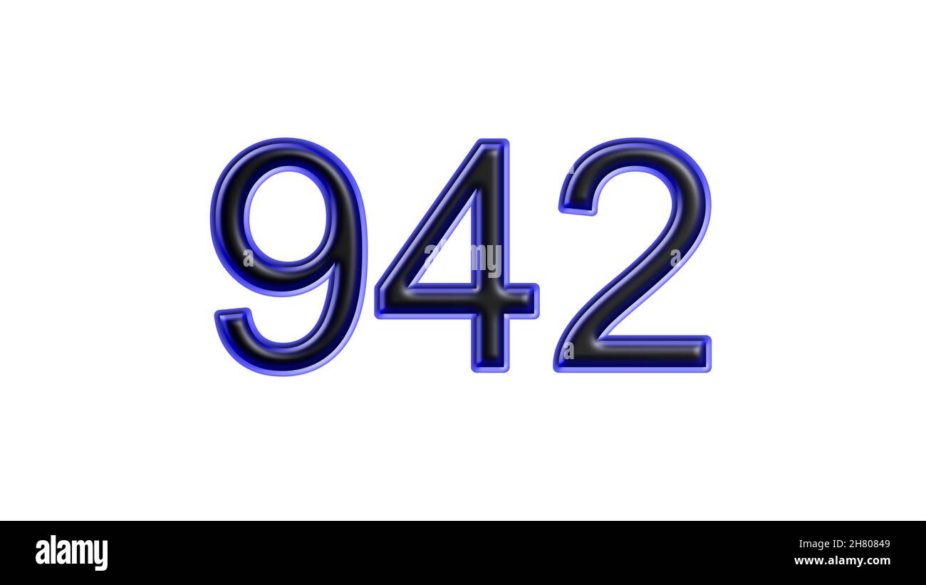 blue 942 number 3d effect white background Stock Photo - Alamy