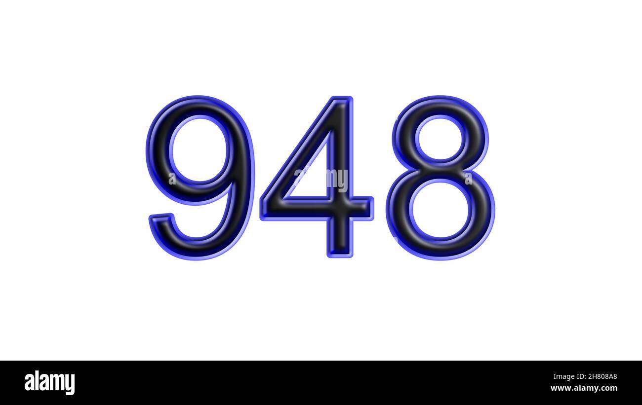 blue 948 number 3d effect white background Stock Photo - Alamy