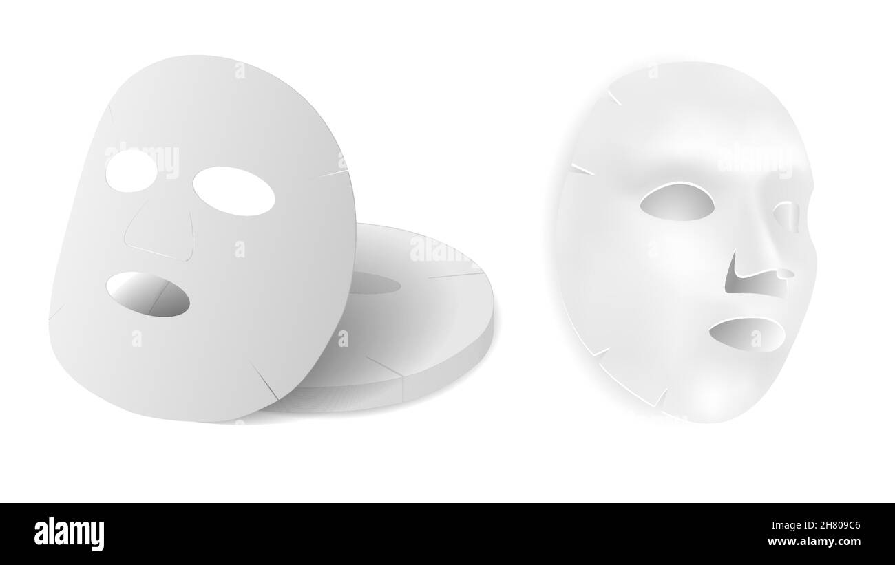 Facial mask beauty pack. Cosmetic mask sheet design, vector ...