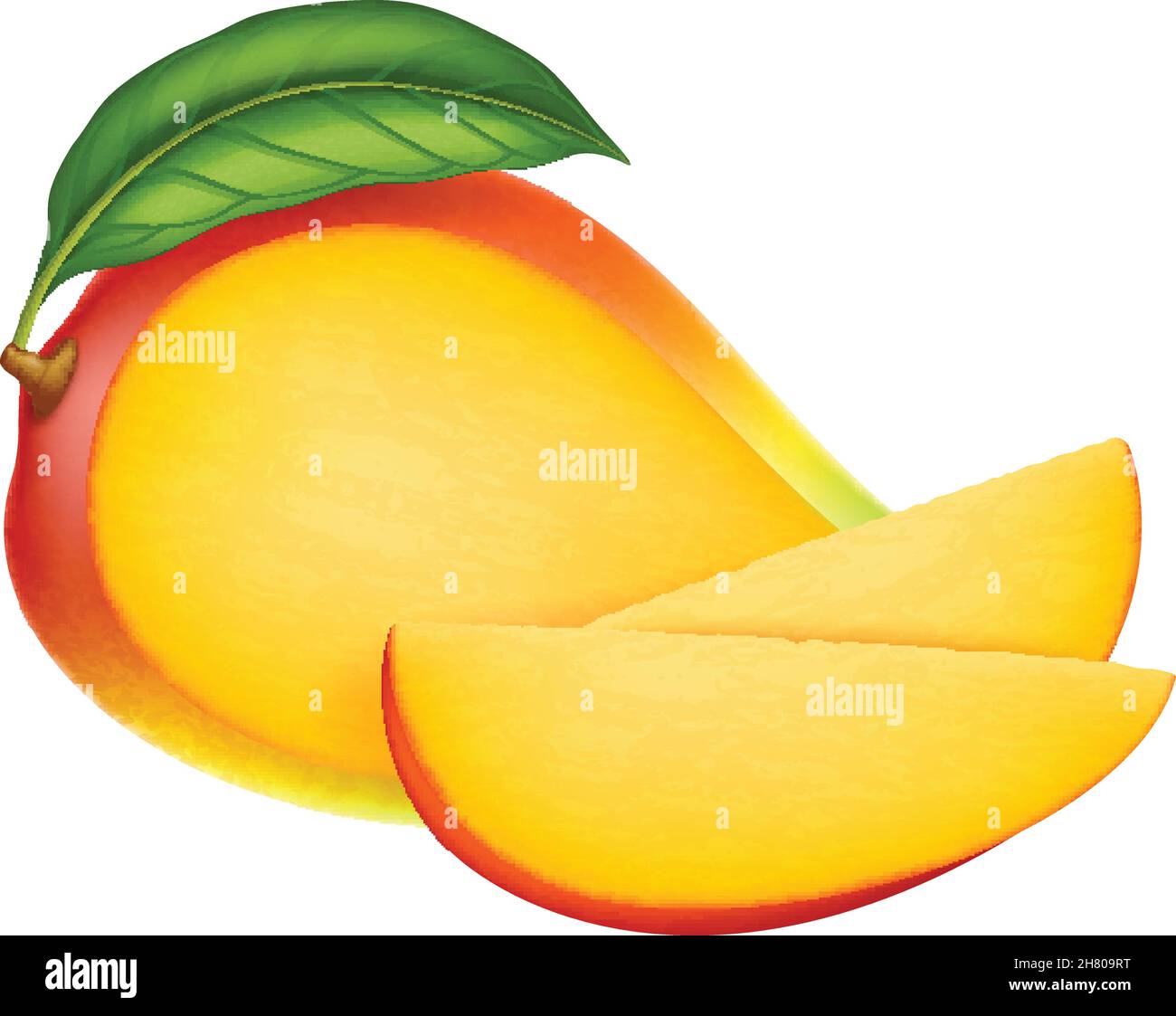 Fresh ripe mango: whole and slices isolated on white background. Photo ...