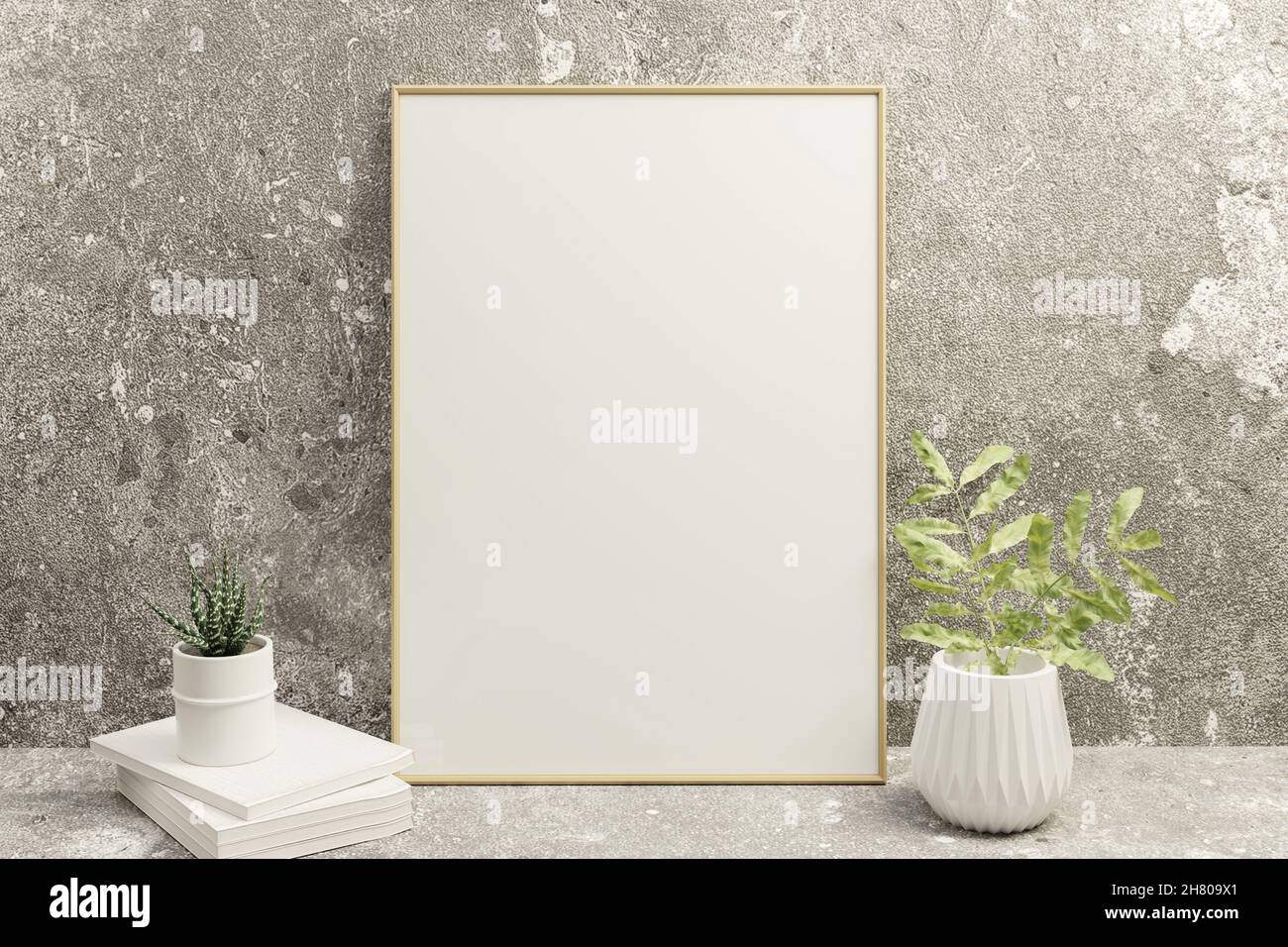 A picture frame on the floor with a flower vase Stock Photo - Alamy