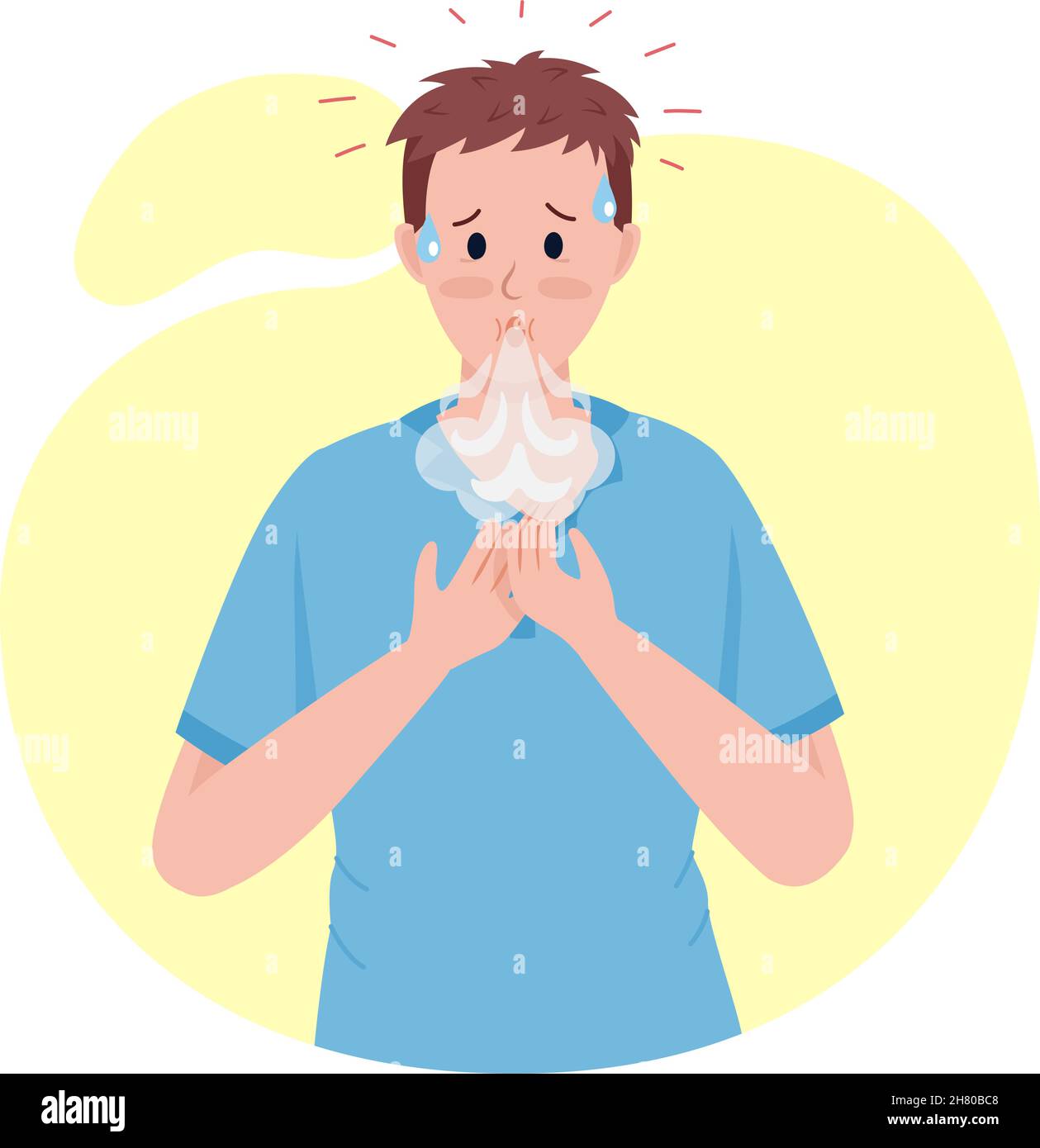 Man with hypoxia semi flat color vector character Stock Vector Image ...